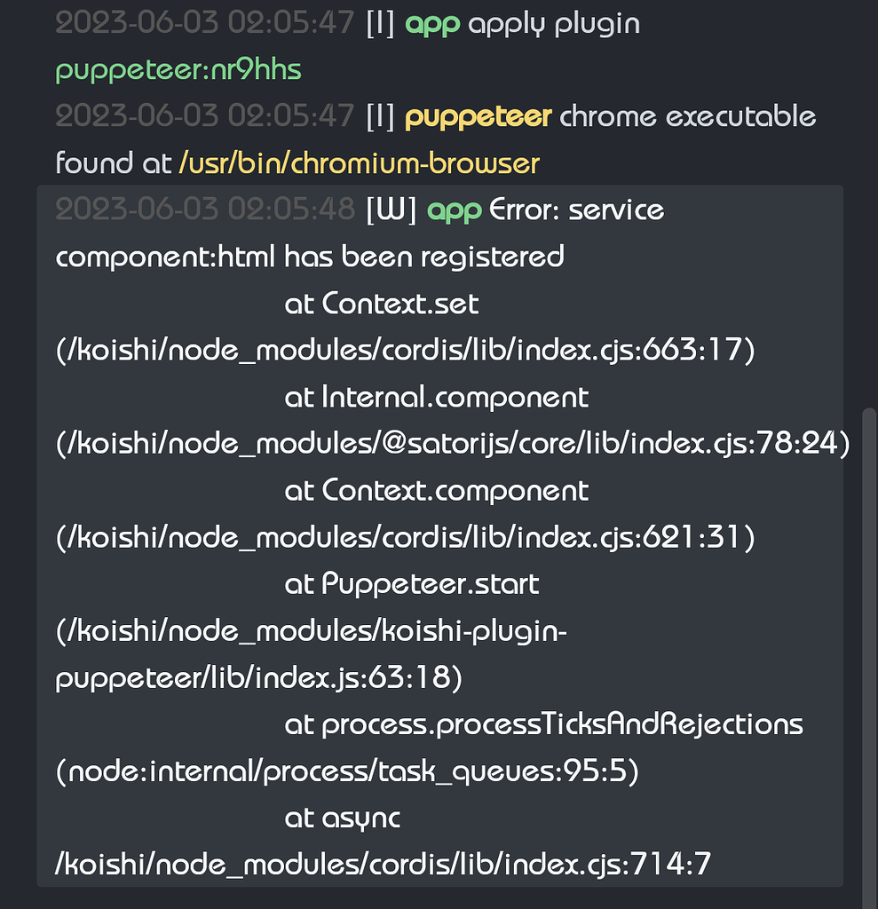puppeteer插件加载出问题了 - 互助 - Koishi Forum