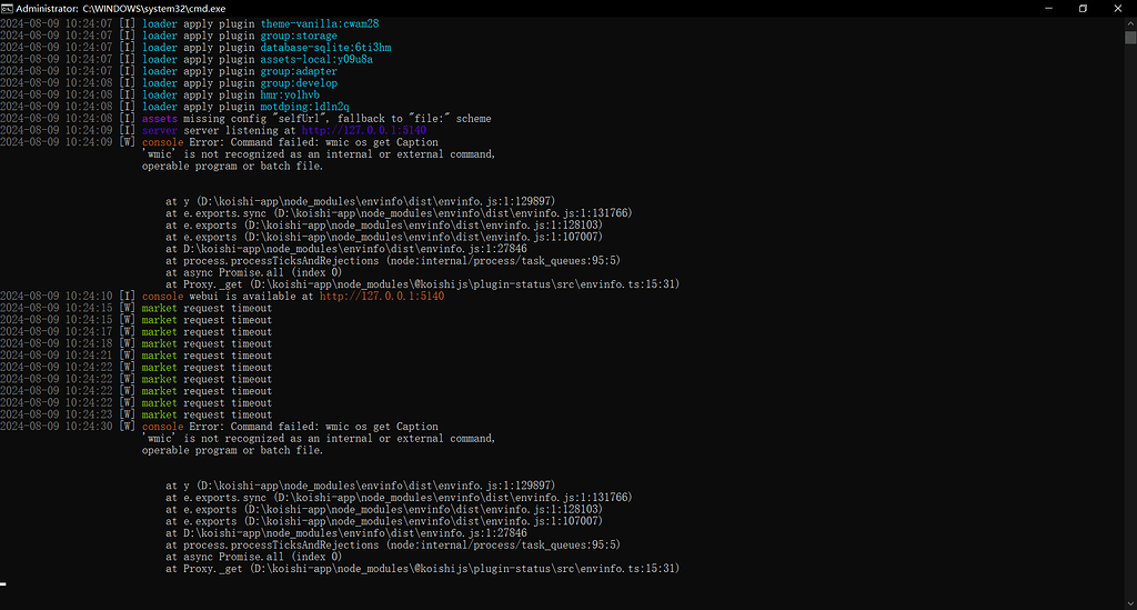 Window 开发环境 wmic 报错 - 互助 - Koishi Forum